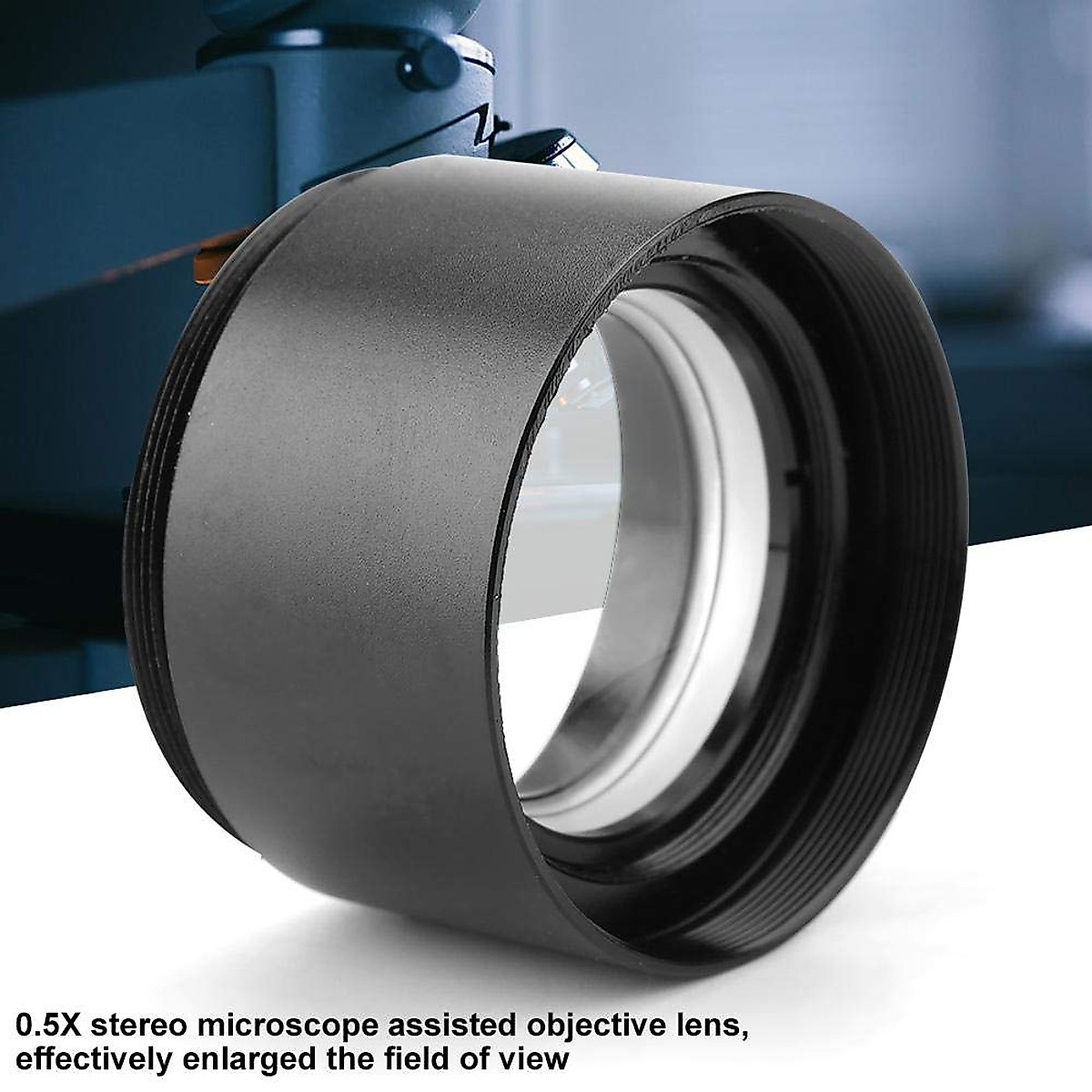 0.5X Auxiliary Objective Lens,Stereo Microscope Objective Lens,Microscope Objective Lens for Industry Video Microscope,48mm Mounting 0.5X Objective Lens,Double The Magnification