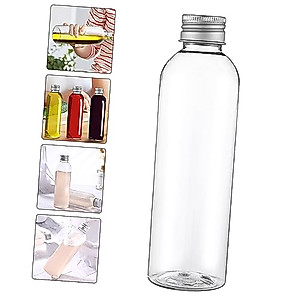HEALLILY 8pcs Transparent Beverage Bottle Clear Milk with Lids Juice Bottles with Caps Distilled Water Gallons Case/6 Plastic Juice Bottles Drink Container Ordinary Small Empty Bottle
