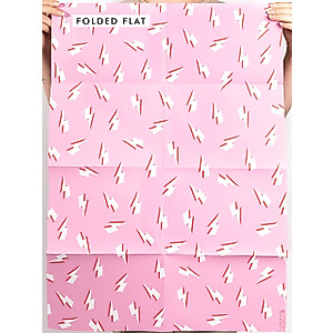 CENTRAL 23 - Fun Wrapping Paper for Girls - 6 Sheets of Giftwrap - For Men Women - Lightning Bolts - Pink White Red - Recyclable