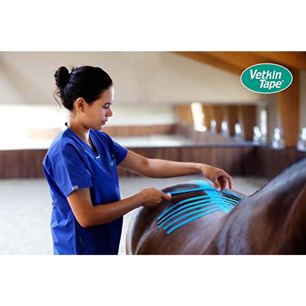 VETKIN VetkinTape® Veterinary Kinesiology Tape Blue | Kinesiology Tape for Horses & Dogs | Equine & Canine Kinesiotape | Latex Free and TÜV Quality Mark Certified Ktape | 4 inch | Pack of 1 Roll