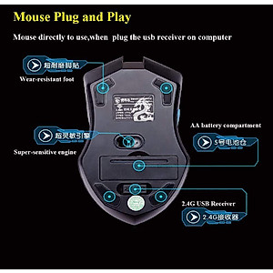 Keyboard Mouse Combos,Soke-Six Waterproof Multimedia 2.4GHz Wireless Gaming Keyboard with USB Cordless Ergonomic Mouse DPI Control for Desktop PC Laptop(White)