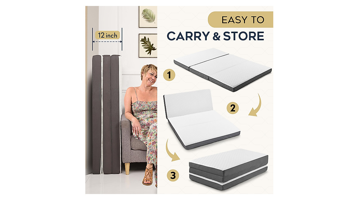 Tri Folding Mattress - 4 Inch Memory Foam Queen Size