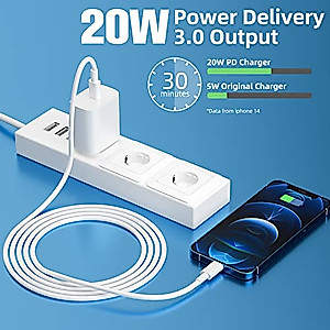 3-Pack iPhone 14 13 12 11 Fast Charger [Apple MFi Certified] 10FT iPhone Fast Charging 20W PD USB C Wall Charger Block USB C to Lightning Cable Fast Chargers for iPhone 14Pro/13Pro/12 Pro/11Pro/XS/XR