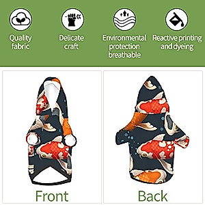 Small Pet Sweaters with Hat Koi-Carps-Lucky-Japan Cat Puppy Hoodie Pet Hooded Coat X-Large
