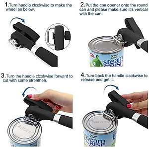Safe Cut Can Opener US Stock, Smooth Edge Comfortable Grip Safety Can Openers, Cut Stainless Steel Ergonomic Can Opener, Manual Can Opener for Kitchen & Restaurant