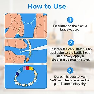 Bracelet String Professional Elastic String Knot Fixing Drip, Keep Stretchy Bracelet String Stay Perfectly Tied for Clay Beads, Jewelry Glue for Elastic String, Jewelry Making Supplies (30g*2)