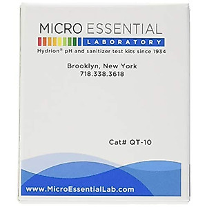 Micro Essential Laboratory QT-10 Plastic Hydrion Low Range Quat Check Test Paper Dispenser, Single Roll, Food Service Test Strips, 0 - 400ppm