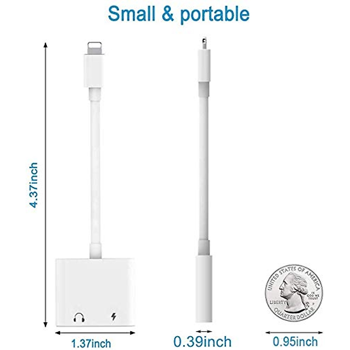 [Apple MFi Certified] Headphone Adapter & Splitter for iPhone, 2 in 1 3.5mm Earphone Audio & Charger Splitter Adapter, Compatible for iPhone 11/11 Pro/Xs/Xs Max/XR/X/8/7, Support All iOS Systems