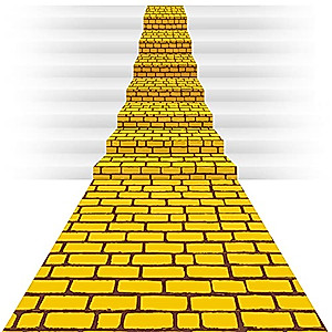 Chuangdi 4.5 x 9 Feet Yellow Brick Road Runner Novelty Aisle Floor Runner Brick Wall Backdrop, Princess Decorations Party Supplies for Halloween Cosplay Party (1 Piece)