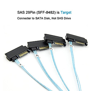 ADCAUDX Mini-SAS to SAS-Cable: 1M SFF8087 to SAS SFF-8087 to SFF-8482 Connector 4X SAS with SATA-Power Adapter Cable (3.3FT)