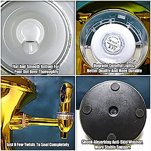 Drink Tower Dispenser with Ice Tube and LED Light - 3.2 Qt./3 L, Margarita Mimosa Tower Drink Dispenser with Tap, Freeze Tube Keep Beverages Cold, Perfect for Party Bar Gameday(Gold)