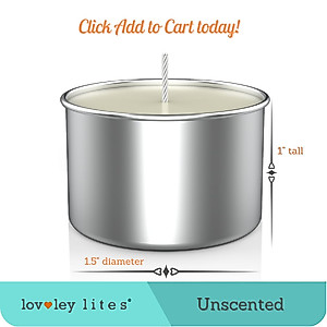 Lovley Lites Soy Tealight Candles Unscented - 36 Premium Long Burning Tea Light Candles White, 1 Inch Tall Non Scented Candles Set