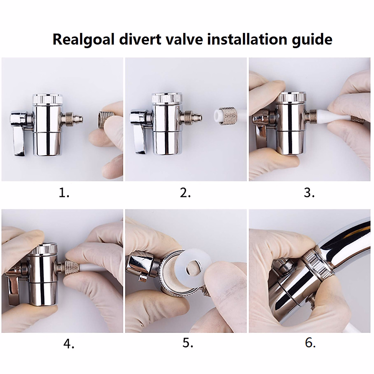 Realgoal Divert Valve 10.5 mm Tubing with Male Adapter for Faucet