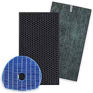 PUREBURG Replacement HEPA Filter Set Compatible with Sharp KC-850U / KC-C100U PlasmaCluster Part # FZ-C100HFU / FZ-C100DFU / FZ-C100MFU