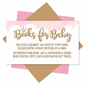 Hadley Designs 25 Pink Heaven Sent Baby Shower Invitations, 25 Book Request Baby Guest Book Alternative, 25 Baby Diaper Raffle Tickets for Baby Shower Games To Plays