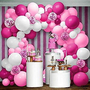 KatchOn, Hot Pink Balloon Arch Kit for Pink Party Decorations - 18 Inch, Pack of 177 | Pink Confetti Balloons | Pink And White Balloons for Pink Birthday Decorations | Pink Disco Party Decorations
