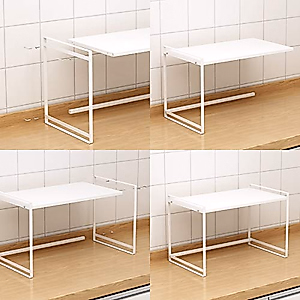 ideaglass Microwave Oven Stand, Toaster Rack, Spice Organizer Shelf for Kitchen Bathroom Storage, Large Metal Plate Milky White