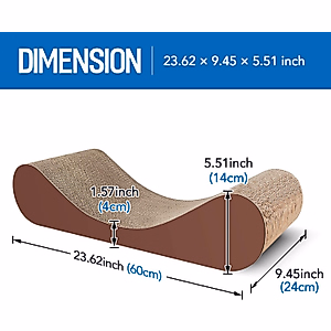 FluffyDream Cat Scratcher Cardboard, Scratching Pad House Bed Furniture Protector, Infinity Shape, Curved (Brown, Bone)
