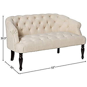 Rosevera C18-1 (1-B) Garner Chesterfield Settee Loveseat, Beige