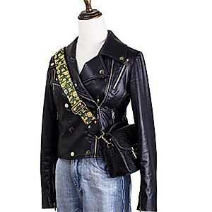 Allzedream Adjustable Guitar Style Purse Strap Replacement Crossbody Bags Jacquard Weave Embroidered (Autumn)