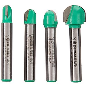 Amazon Brand - Denali 4-Piece 1/4" Straight Cut Router Bit Set