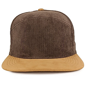 Trendy Apparel Shop Plain Corduroy Textured Suede Flat Bill Snapback Cap - BROWN TAN