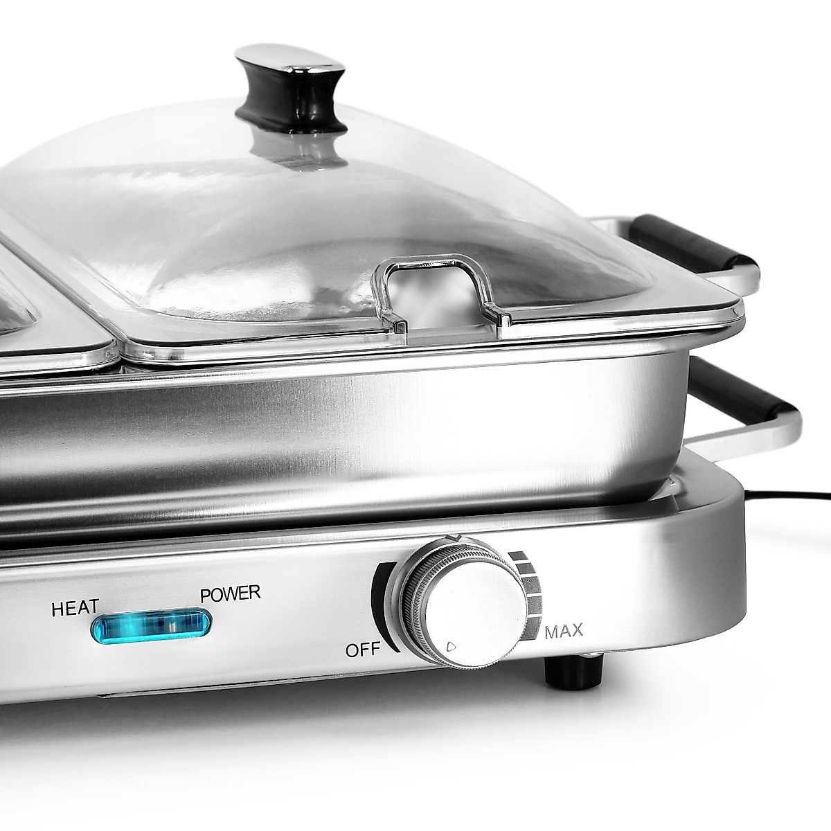 MegaChef 3-in-1 Electric Chaffing Buffet Server and Warming Tray with Triple 2.63 Quart Trays and 8.6 Quart Baking Pan