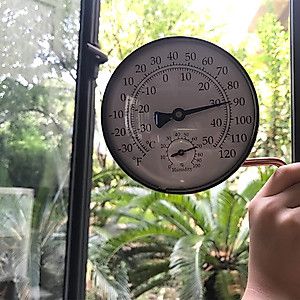 MEASURETOOL Brass Swivel Thermometer/Hygrometer, Weather thermometers Outdoor Thermometer/Analog Thermometer with Humidity (4inch)