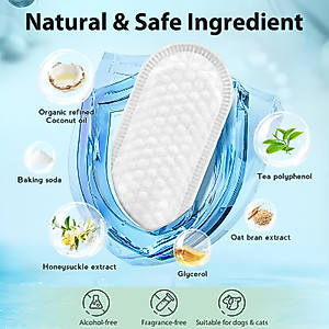 LANBEIDE Updated Larger Pet Teeth Cleaning Wipes for Dogs & Cats, Dog Dental Wipes No-Rinse Dog Finger Toothbrush for Reducing Plaque & Tartar, Breath Freshener Dental and Gum Care Pet Wipes 50 Counts