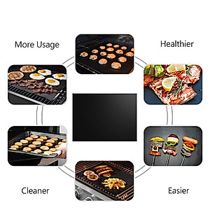 Oven Liners for Bottom of Oven, 2 Pack Large Thick Heavy Duty 100% Non-stick Reusable Teflon Oven Mat, 17”x25” Baking Mat for Electric, Gas, Toaster Ovens, Grills,Kitchen Friendly Cooking Accessory
