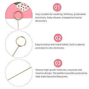 VOSAREA 50pcs Metal Floral Place Card Holder Round Shaped Memo Photo Holder Flower Picks Clip for Wedding Birthday Baby Shower (Round Shape)