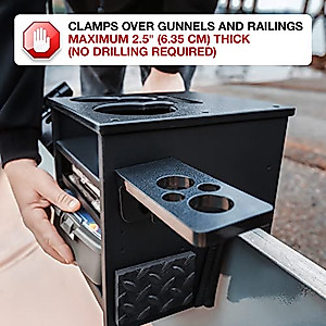 BOAT-TOTE Jon Boat Rod Holder and Storage Organizer - John Boat Accessories for Fishing - Fits Gunnels Up to 2.5" Thick Regular