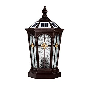 MODEBHD Solar Outdoor Post Light, Waterproof IP65 Villa Courtyard Garden Post Lantern, Pillar Light with One Light and Three Color Temperature, On/Off Solar Powered Post Lamps