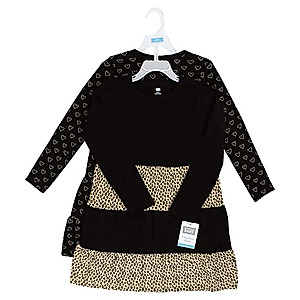 Hudson Baby Infant and Toddler Girl Cotton Dresses, Leopard Gold Heart, 6-9 Months