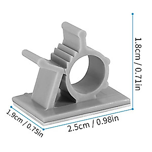 Viaky Grey Cable Clips, 50 Pack Self Adhesive Cord Holders, Reusable Cords Wrap Adjustable Hook Wire Management Ideal Gift for Organizing Cable Wires-Home, Car, Office, Desk, Wall, Nightstand