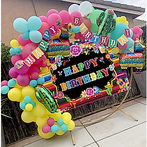 Mexican Birthday Backdrop for Photography Fiesta Themed Party Banners Fiesta Birthday Party Decor Supplies Photo Booth Background (6x4FT: 72x48 inch)