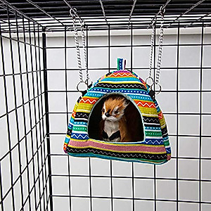 POPETPOP Adorable Guinea Pig House Bed - Warm Small Animals Winter Nest - Hamster, Hedgehog, Chinchillas, Squirrels, Guinea Pig Hanging Cage Cave Bed (Mongolia Style)