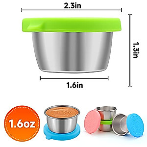 LEGELITE 10 Pack Salad Dressing Containers To Go, 1.6 oz Reusable Small Condiment Containers with Lids, Stainless Steel Condiment Cup, Dipping Sauce Cups Container for Lunch