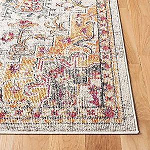 SAFAVIEH Madison Collection Area Rug - 8' x 10', Beige & Orange, Boho Chic Medallion Distressed Design, Non-Shedding & Easy Care, Ideal for High Traffic Areas in Living Room, Bedroom (MAD473E)