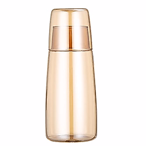 Yalucky Bedside Water Carafe Set with Tumbler, Bedside Carafe and Glass Set for Nightstand Bedroom Guest Room, Water Carafe for Cold Drink, Mouthwash Dispenser for Bathroom Kitchen 25oz/750ml (Amber)