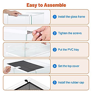 OIIBO 10 Gallon Reptile Tank, 20" x 12" x 10" Reptile Terrarium, Sliding Screen Top Hermit Crab Tank for Reptile Amphibians, Snake, Turtle, Frog, Gecko, Hamster, Hedgehog, Small Animals