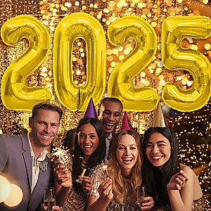 2025 Balloons, 40" Large 2025 Gold Foil Number Balloons, New Years Decorations 2025 Balloons, Graduation Balloons Class of 2025, Birthday Christmas Anniversary New Years Eve Party Supplies Decoration