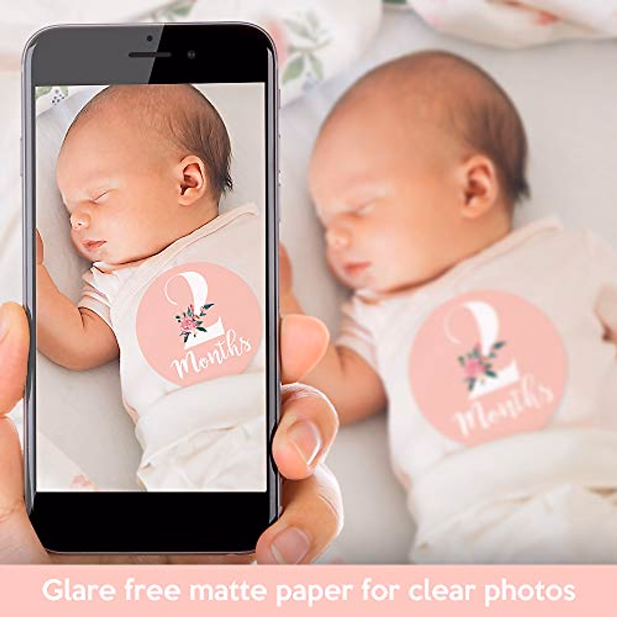 Baby Monthly Stickers | Floral Baby Milestone Stickers | Newborn Girl Stickers | Month Stickers for Baby Girl | Baby Girl Stickers | Newborn Monthly Milestone Stickers (Set of 24)