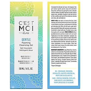 C'est Moi Gentle Foaming Cleansing Gel | Fragrance-Free Gel Cleanser made with Organic Aloe, Calendula and Strawberry, Kiwi, Apple Extracts, Gentle, Nourishing, Clearing, Balancing, 4 fl oz.