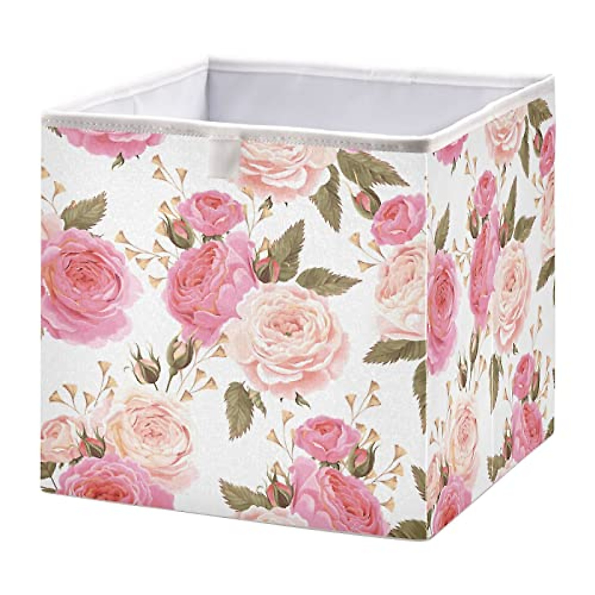 Rectangular Storage Baskets ,Flower Rose Fabric Storage Bin Organizer,Collapsible Storage Basket for Toy, Clothes,Books.Shelves Basket