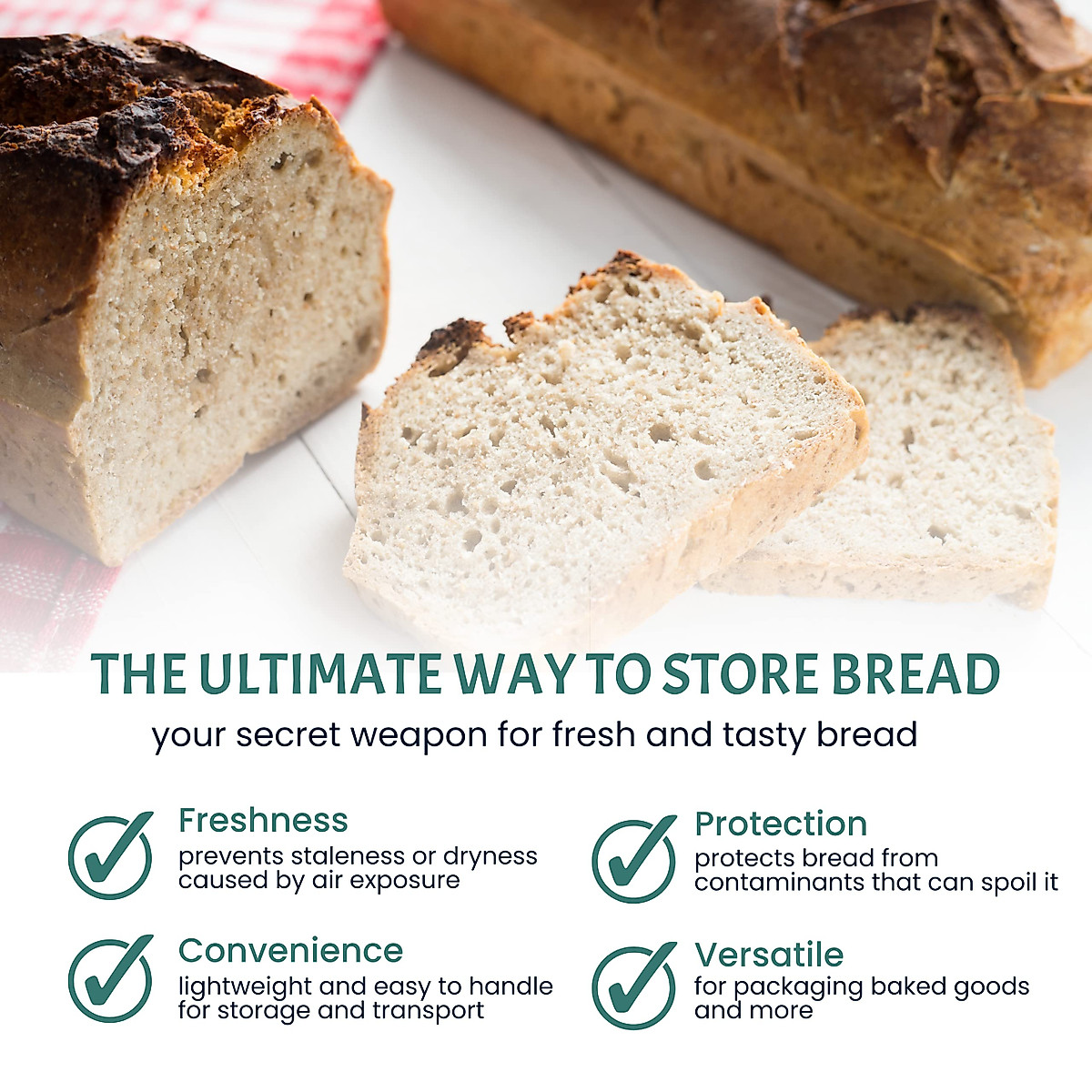 Reusable Plastic Bread Bags for Homemade Bread - 100 Pack Clear Bread Bag with Ties For An Airtight Moisture-free Preservation and Storage- Bread Loaf Bags for Home Bakers and Bakery Owners