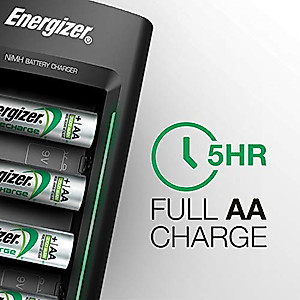 Energizer Rechargeable Battery Charger for C Cell, D Cell, AA, AAA, and 9V Rechargeable Batteries