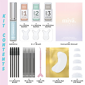 MIYA LASH 2 in 1 Lash Lift & Brow Lamination Kit | Instant Fuller Eyebrows, Eyelashes | Salon Result lasts 8 weeks | Professional LVL, Perm, Laminate with Silicone Shields, Lash Picks