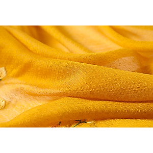 WINCESS YU Women Mulberry Silk Scarf Long & Large Embroidered Floral Pattern Shawl and Wraps Neckerchief for Hair & Neck