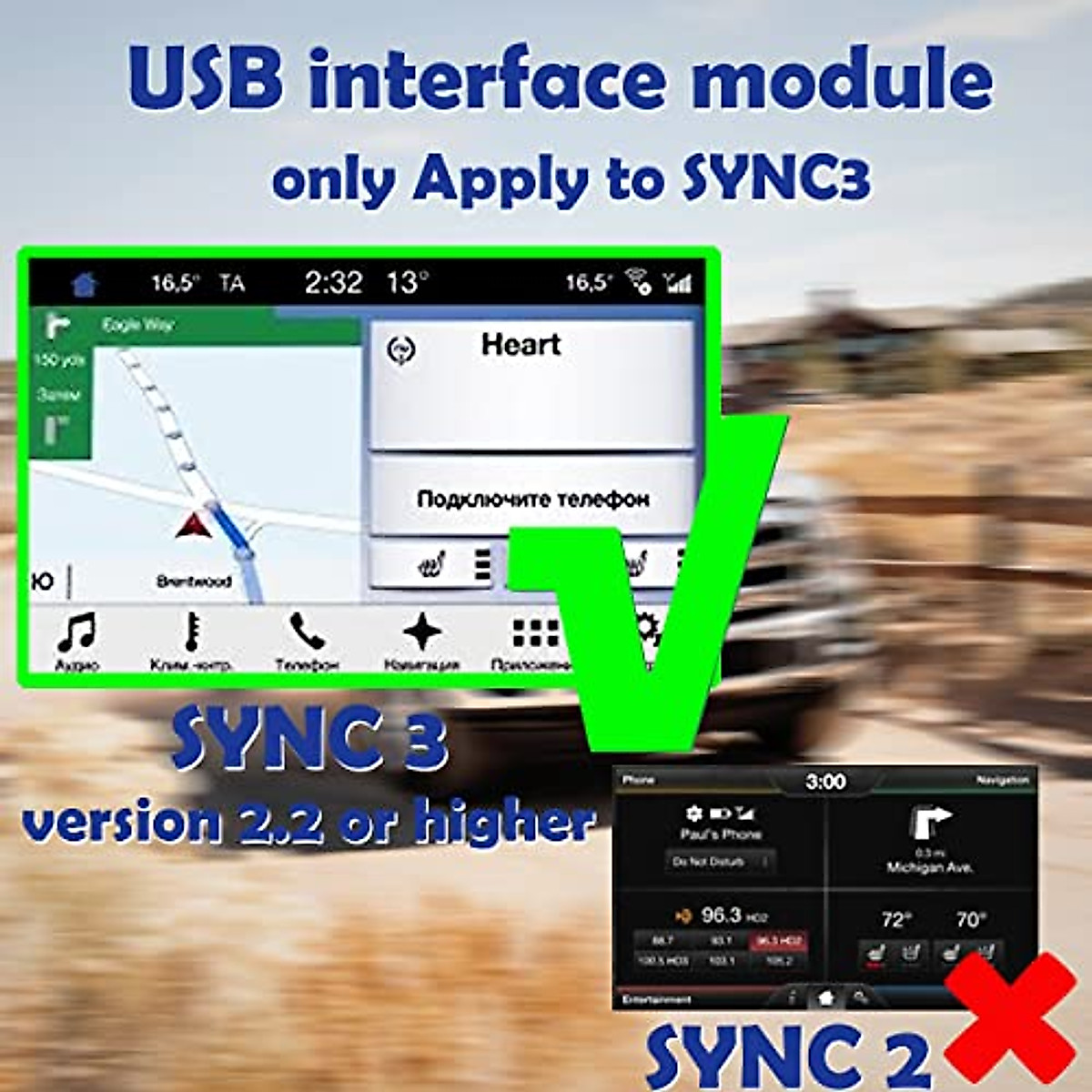 Heffchi Apple carplay sync 3 hub Module,Dual USB Interface Moudule,Compatible Ford sync 3 USB hub Dual,HC3Z-19A387-E/ HC3Z-19A387-B Blue